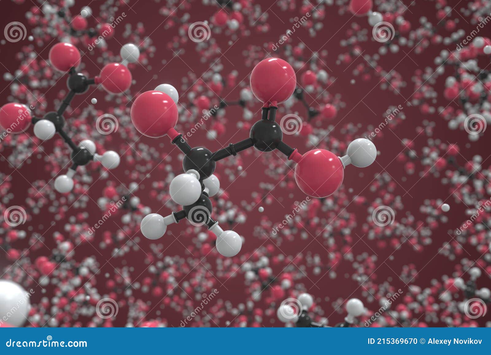 Molecule of Lactic Acid, Ball-and-stick Molecular Model. Scientific 3d ...