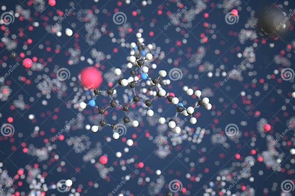 Molecule of LSD, Conceptual Molecular Model. Scientific 3d Rendering ...