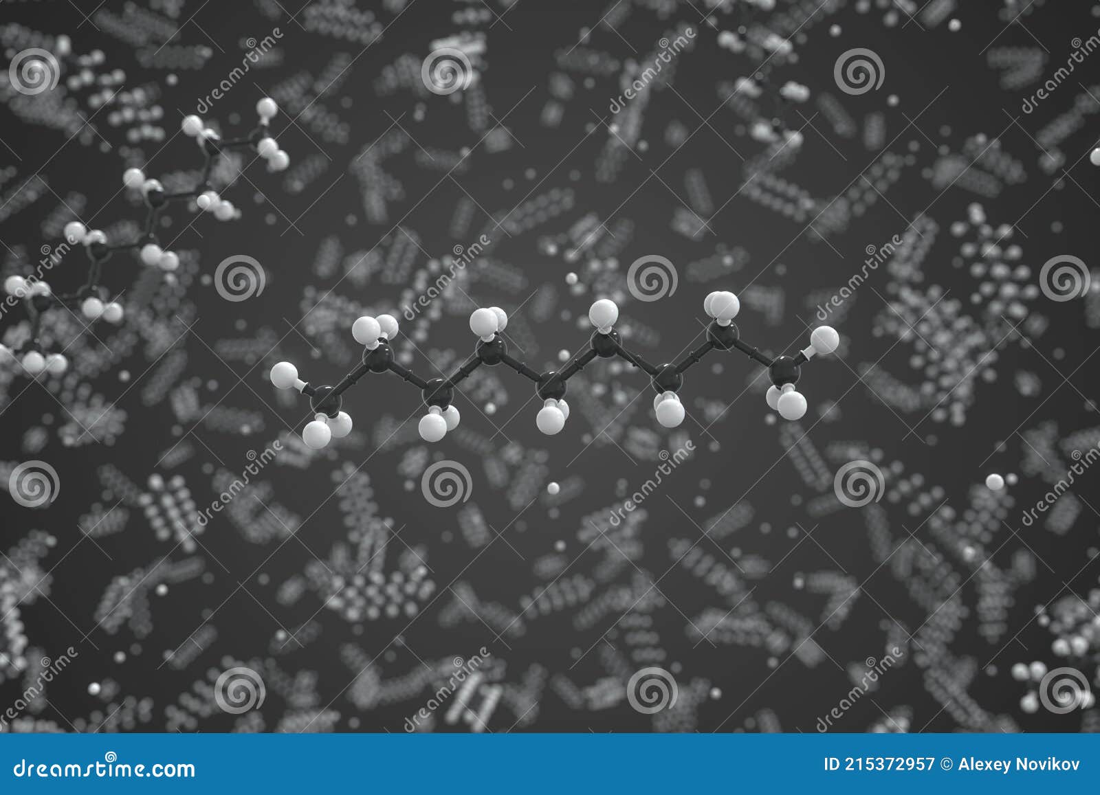 Molecule of Nonane, Ball-and-stick Molecular Model. Scientific 3d ...