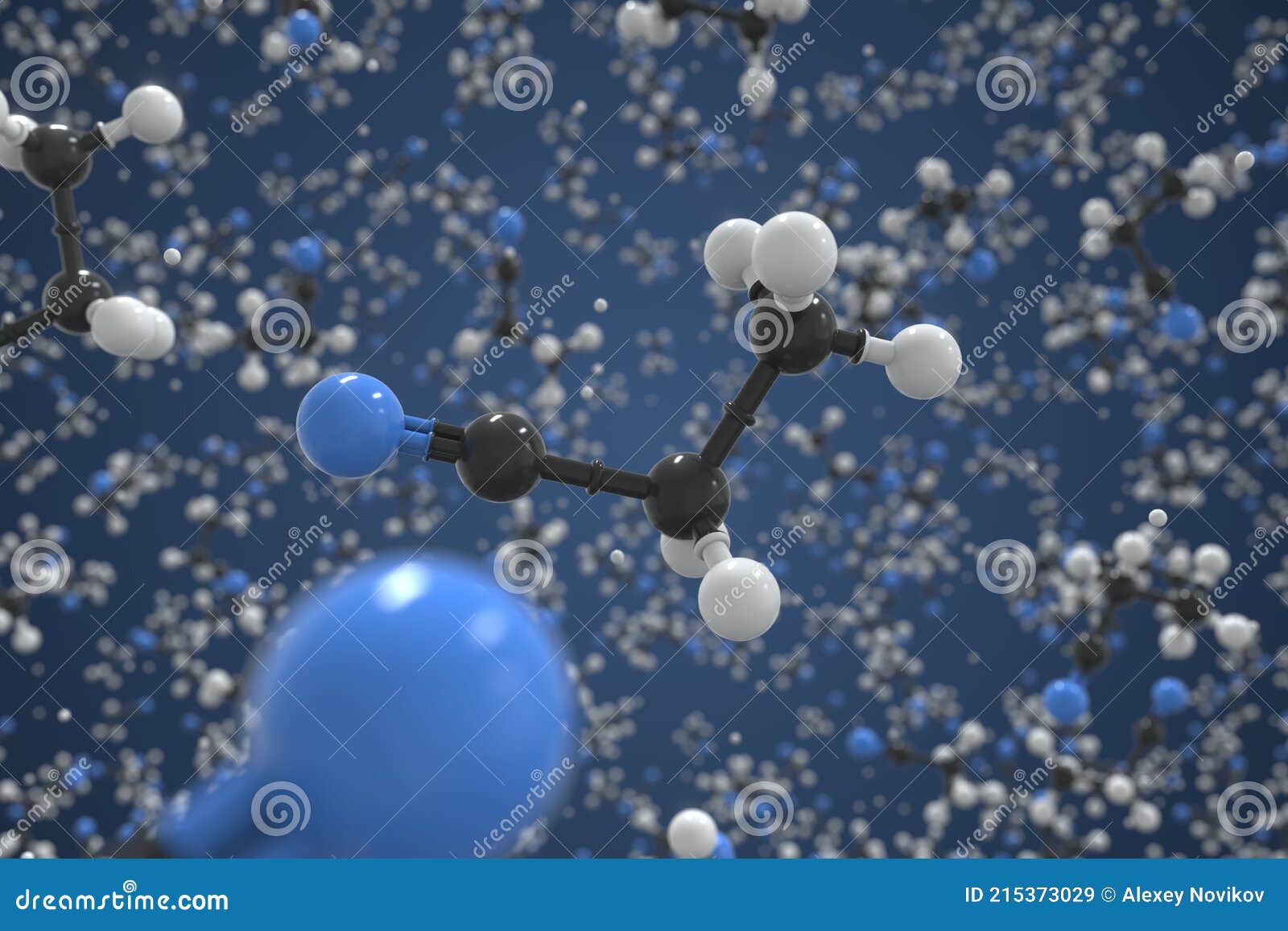 Molecule of Propionitrile, Ball-and-stick Molecular Model. Scientific ...