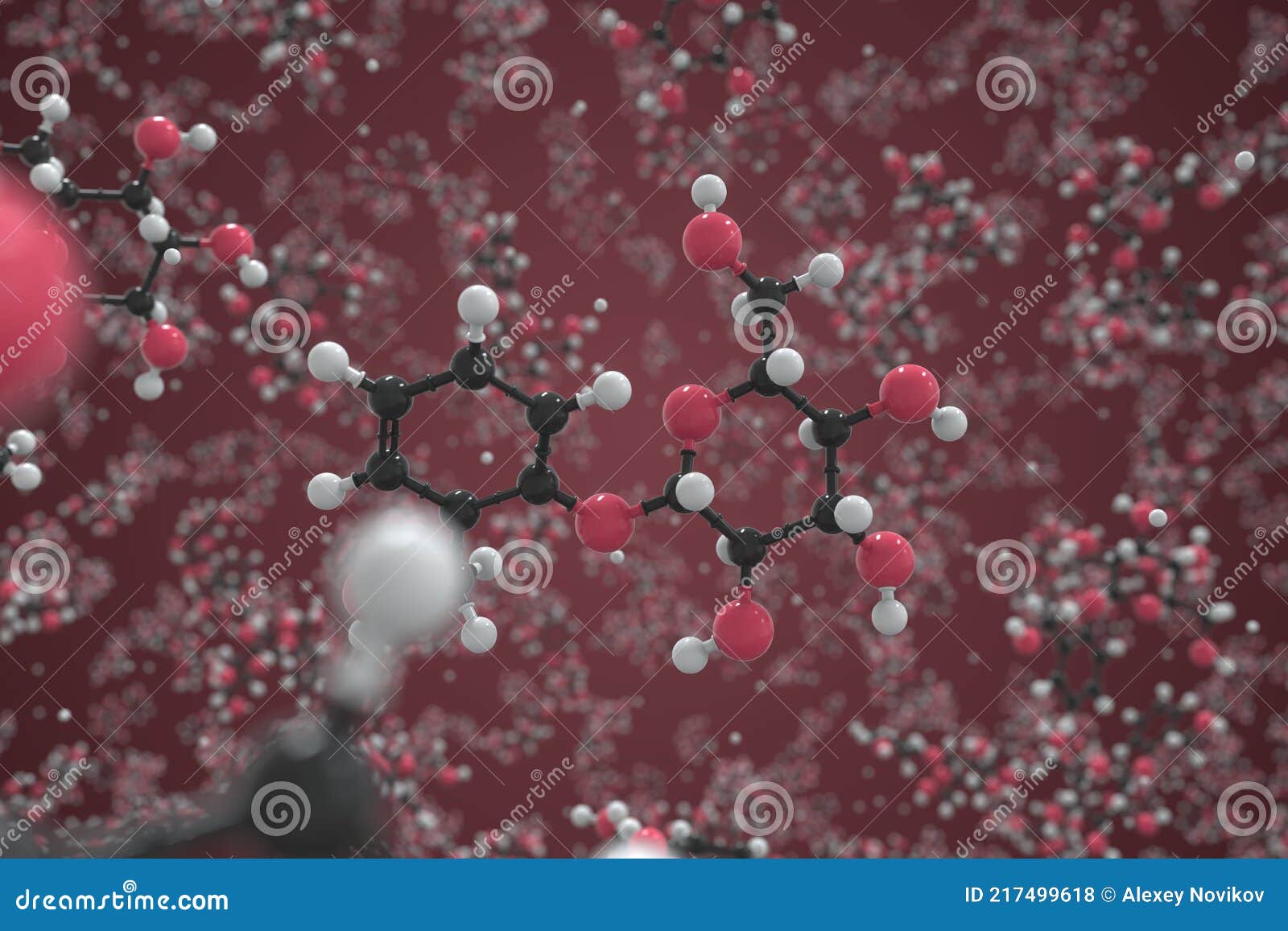 Molecule of Salicin, Ball-and-stick Molecular Model. Scientific 3d ...