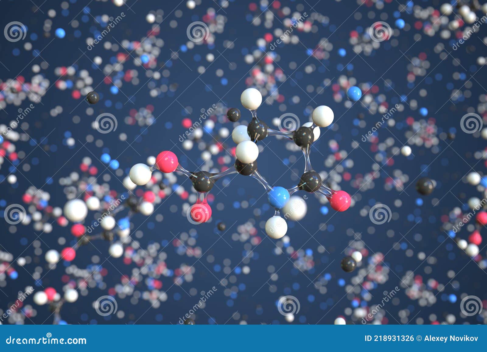 Pyroglutamic Acid Molecule Made with Balls, Scientific Molecular Model ...