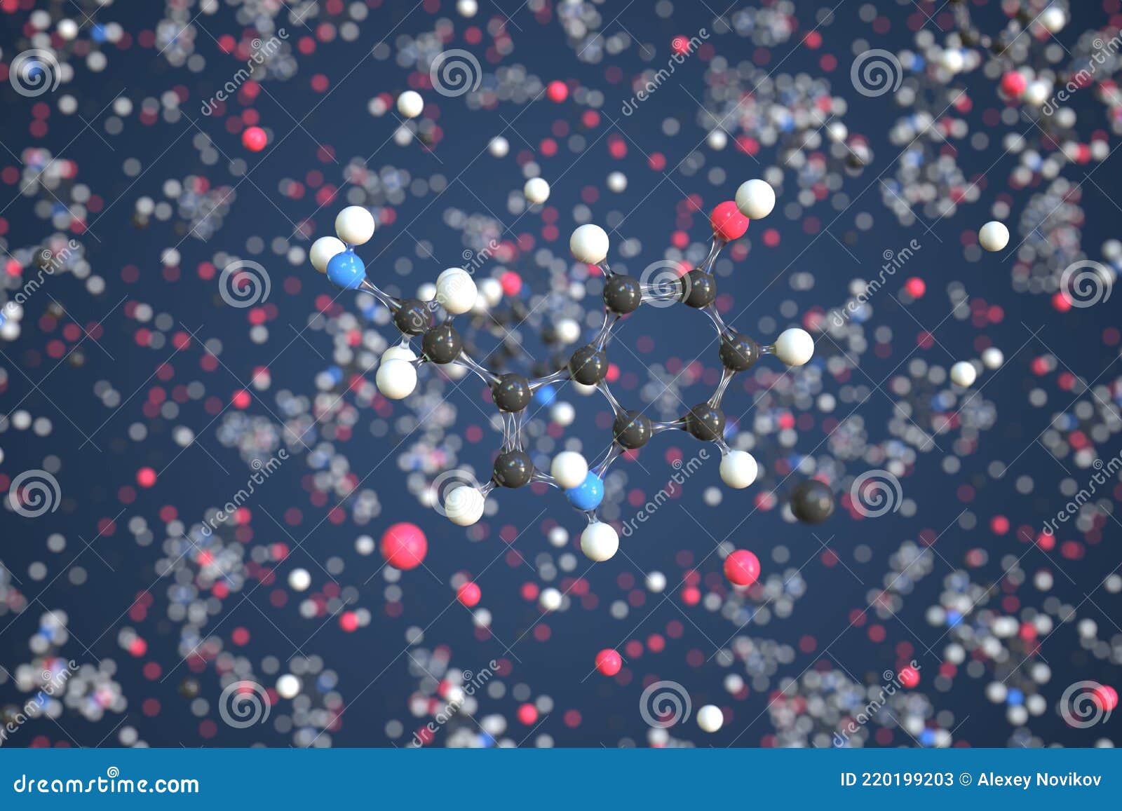 Serotonin Molecule Made with Balls, Scientific Molecular Model ...
