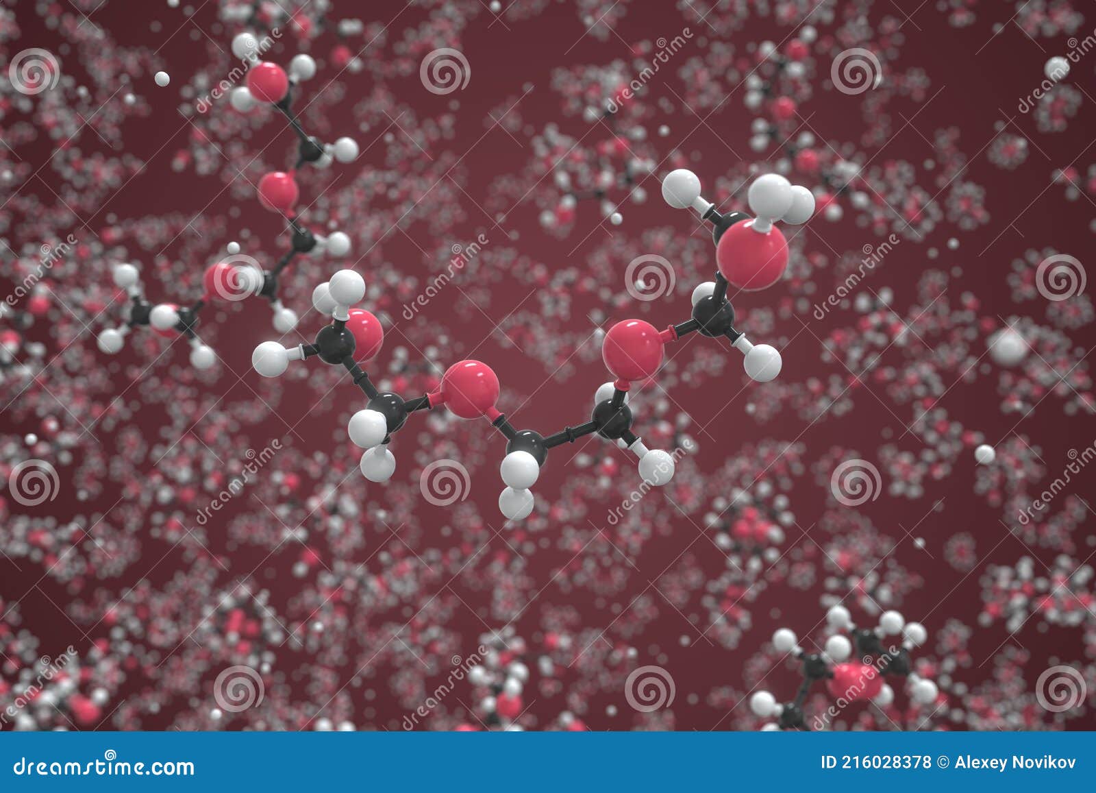 Triethylene Glycol Molecule Made with Balls, Conceptual Molecular Model ...