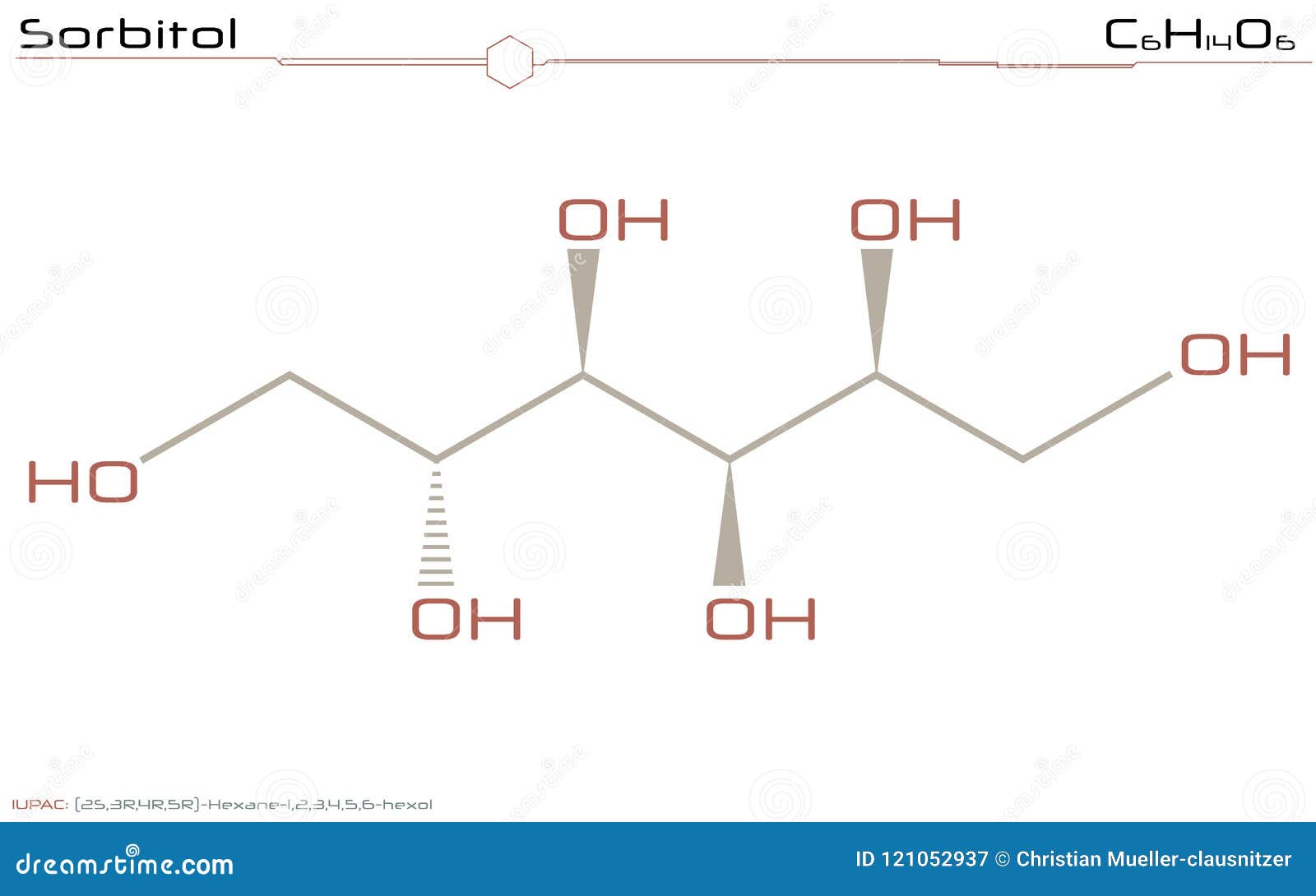 Molecule of Sorbitol. stock vector. Illustration of chemical - 121052937