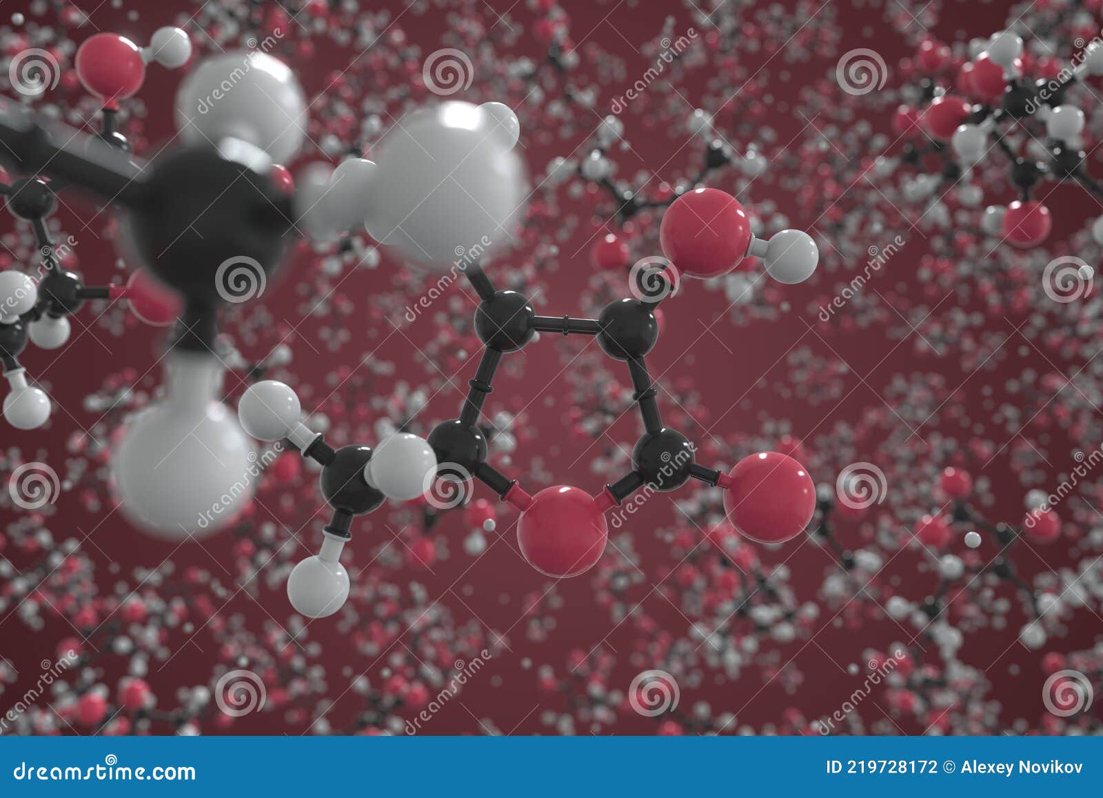 Molecule of Sotolone, Ball-and-stick Molecular Model. Scientific 3d ...