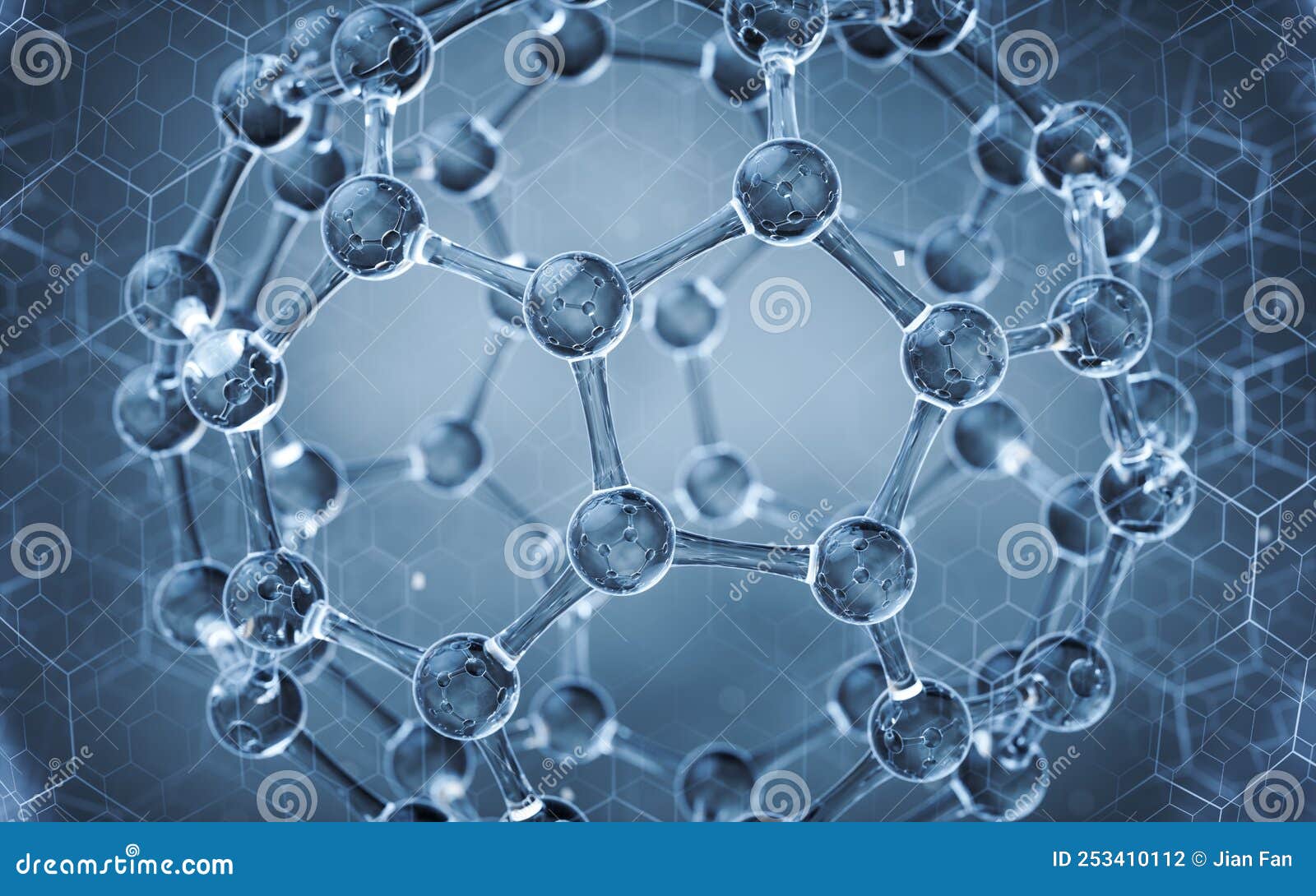 Molecule Sphere with Hexagon Pattern, 3d Rendering Stock Illustration ...