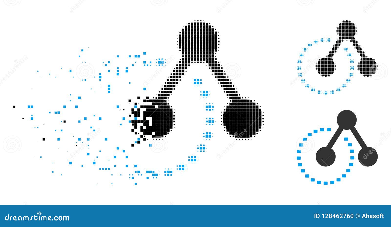 Dissipated Dot Halftone Molecule Structure Analysis Icon Stock Vector ...