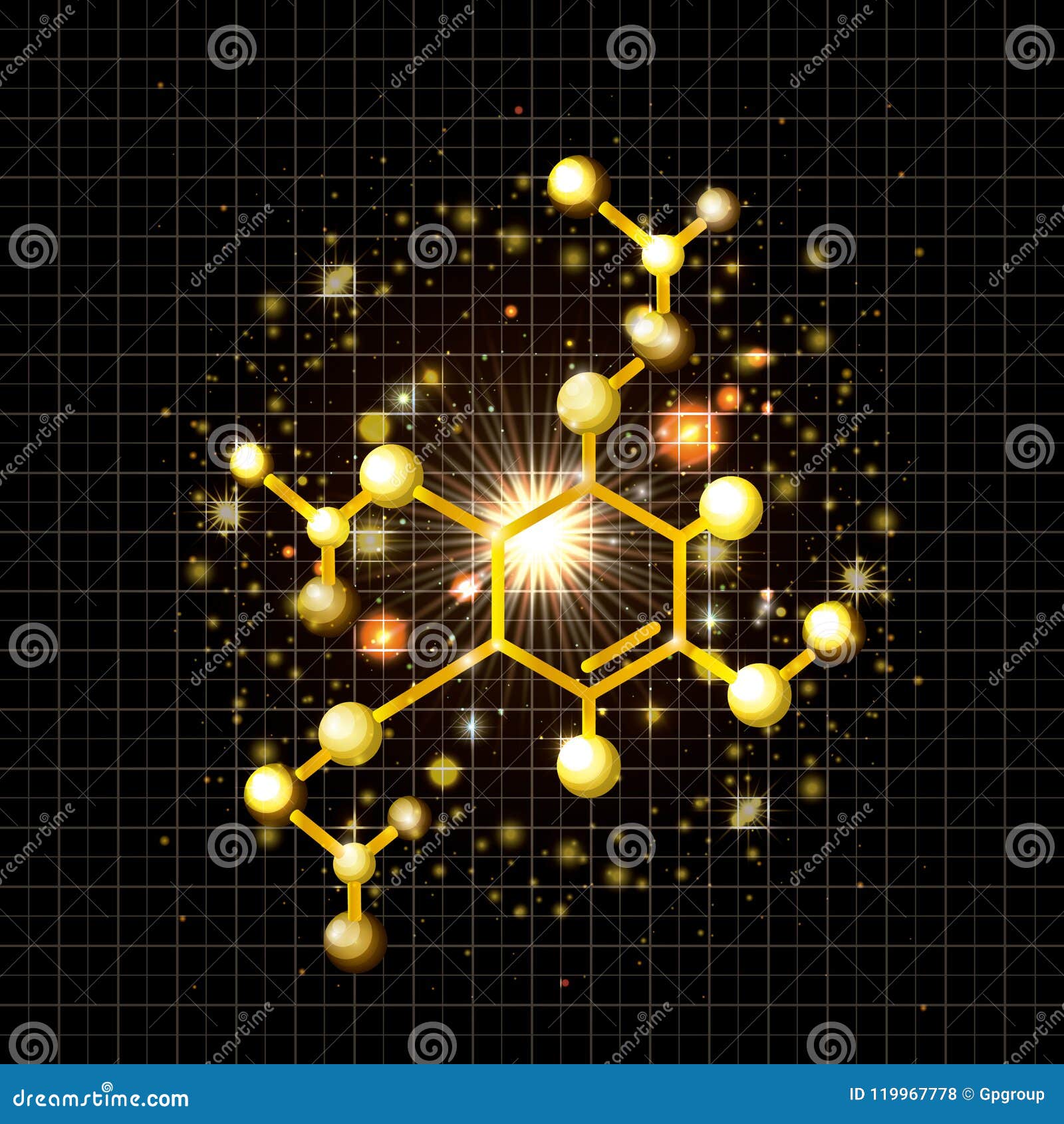 Molecule Structure Golden Icon Stock Vector - Illustration of orbital ...