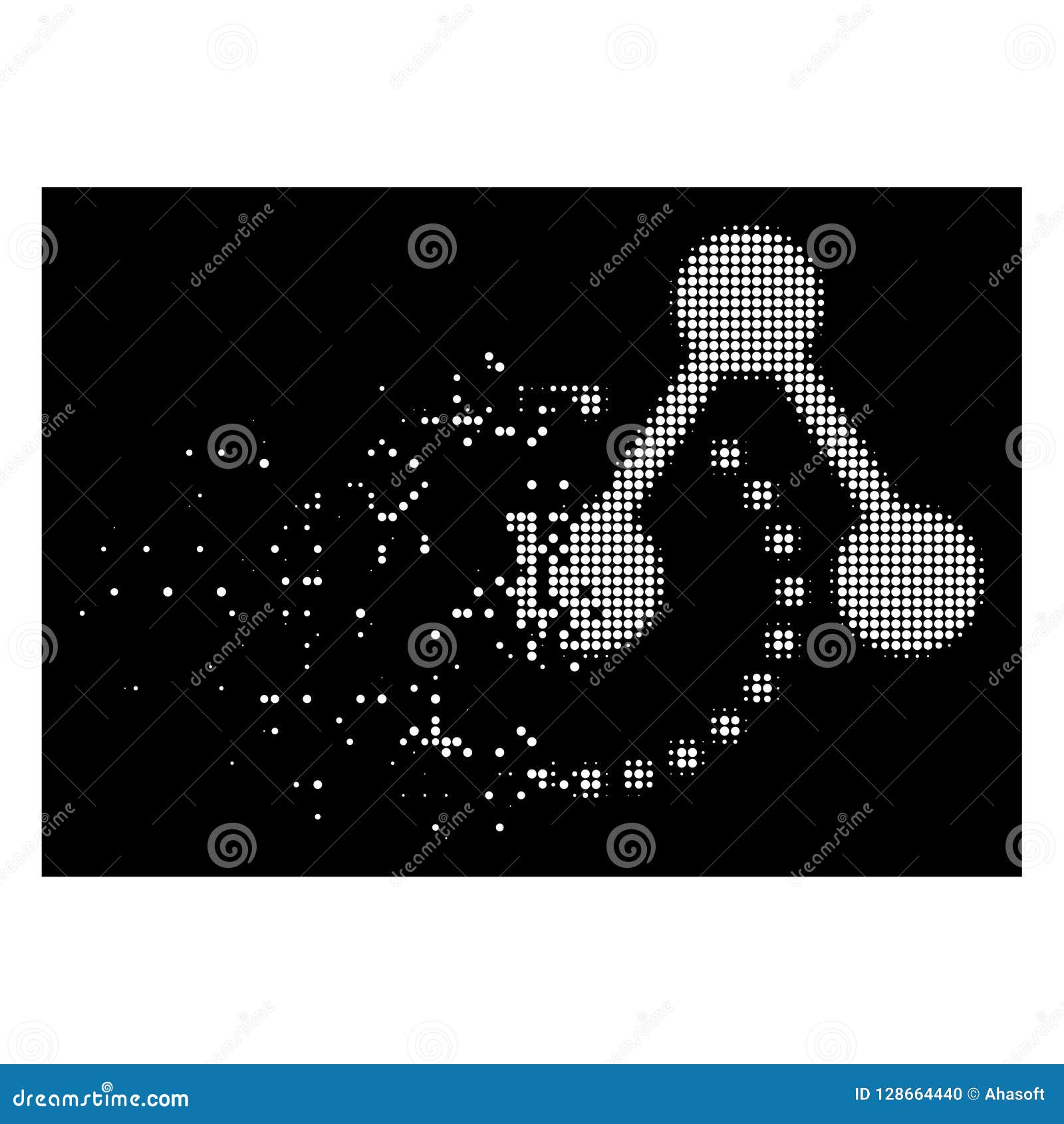 Bright Fragmented Dotted Halftone Molecule Structure Icon Stock Vector ...