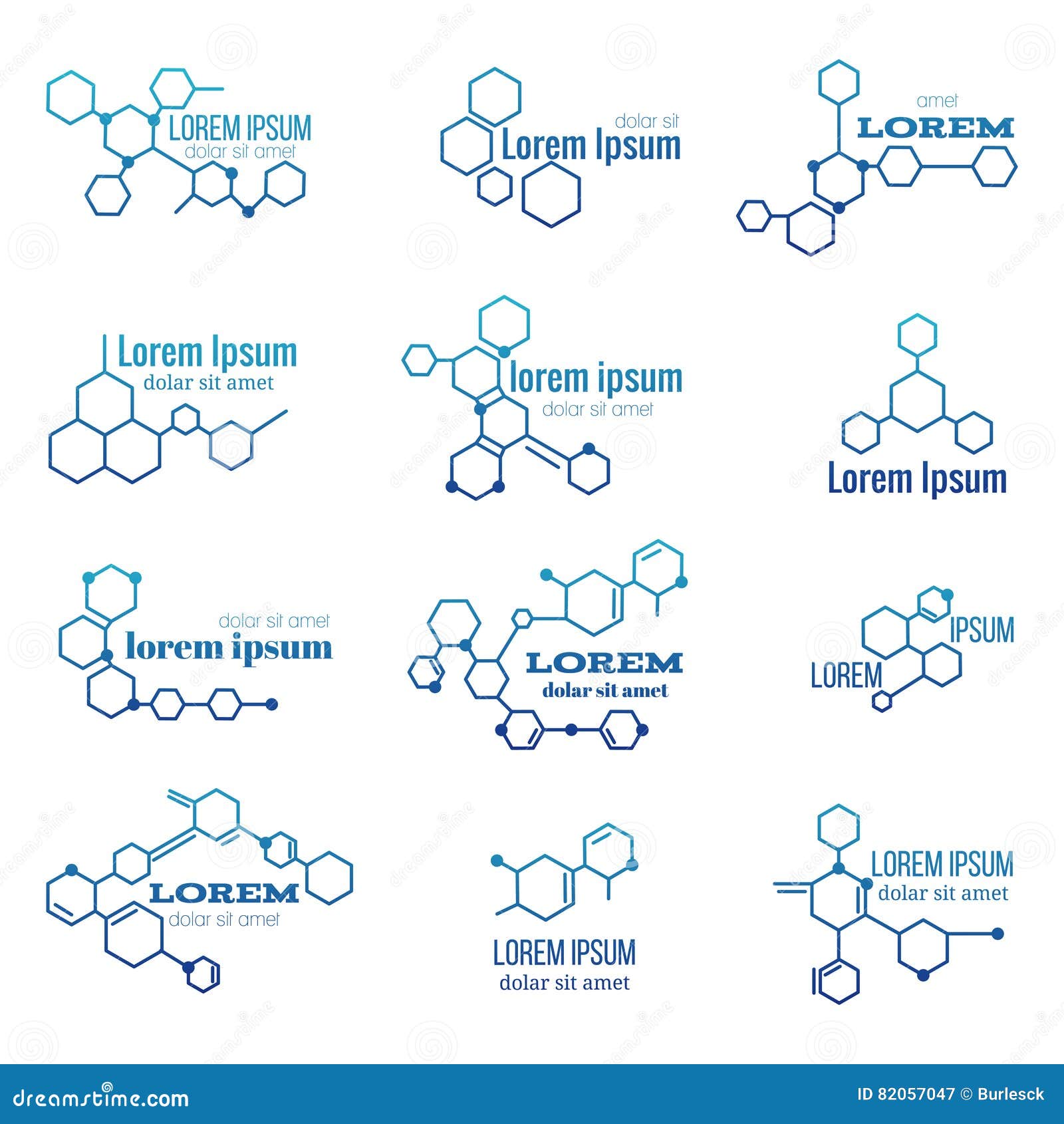 Molecule Structure Logo or Biology Model Sign Vector Set Stock Vector ...