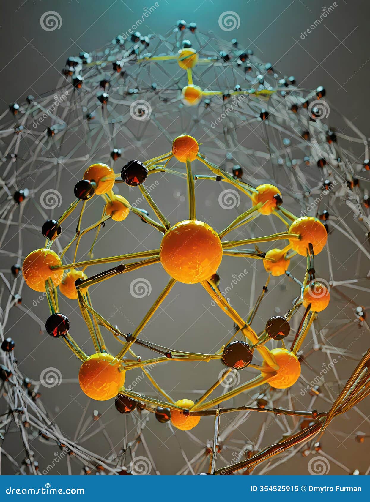 Molecule Structure Rotating on Dark Background with Other Molecules in ...