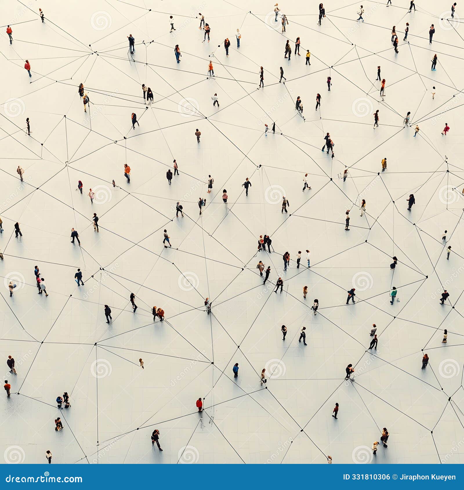 Large Group of Simple People Shapes Connected by Lines Stock ...