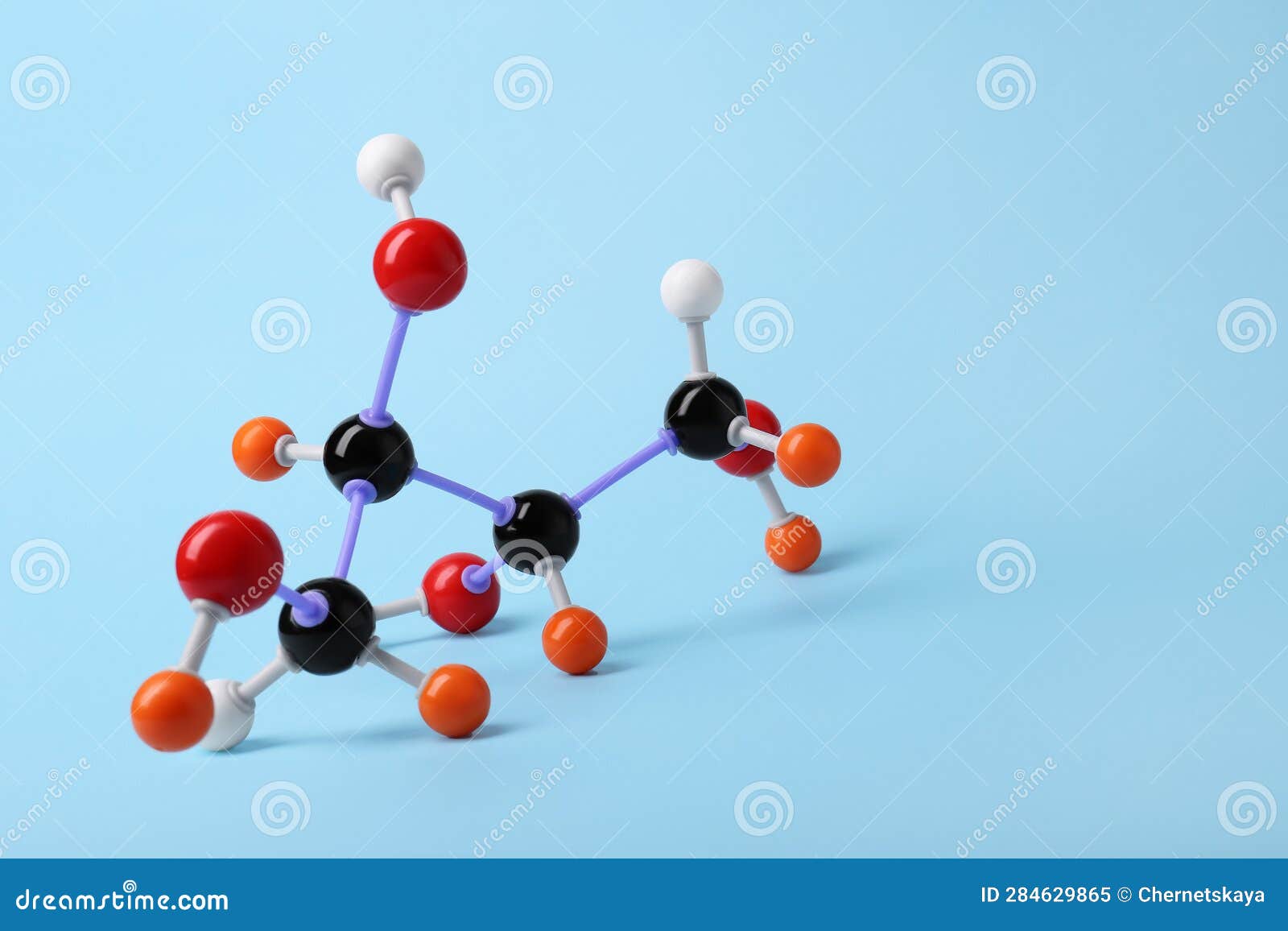 Molecule of Sugar on Light Blue Background, Space for Text. Chemical ...