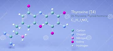 Molecule Thyroxine, Molecular Structures, Thyroid Hormone 3d Model ...
