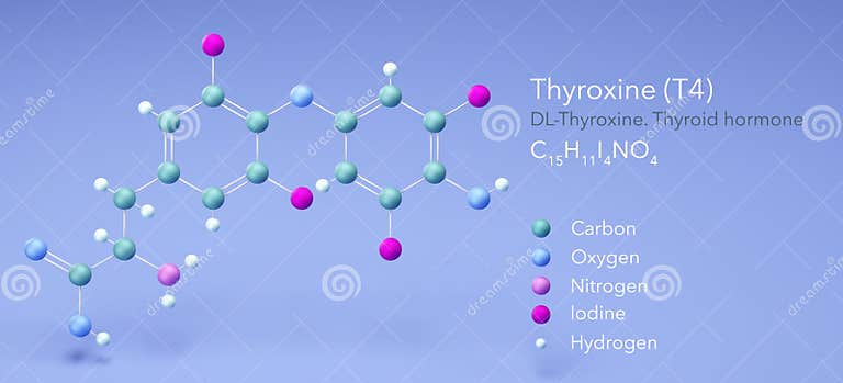 Molecule Thyroxine, Molecular Structures, Thyroid Hormone 3d Model ...