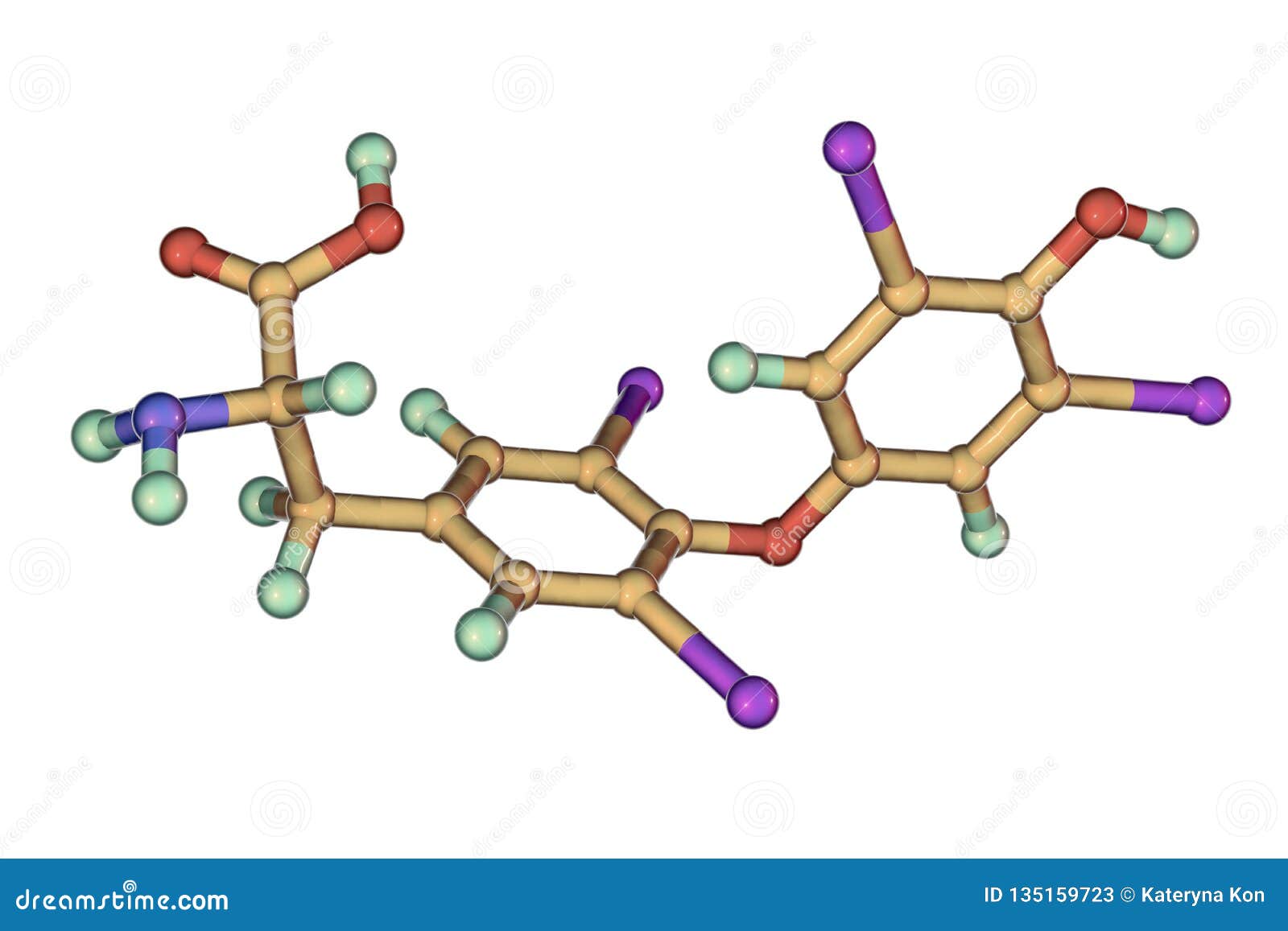 Thyroxine Hormone Molecule, Chemical Structure. Royalty-Free Stock ...