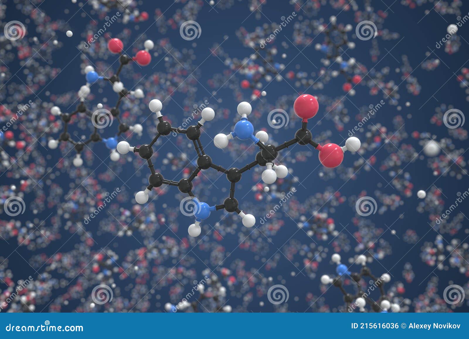 Molecule of Tryptophan, Ball-and-stick Molecular Model. Scientific 3d ...