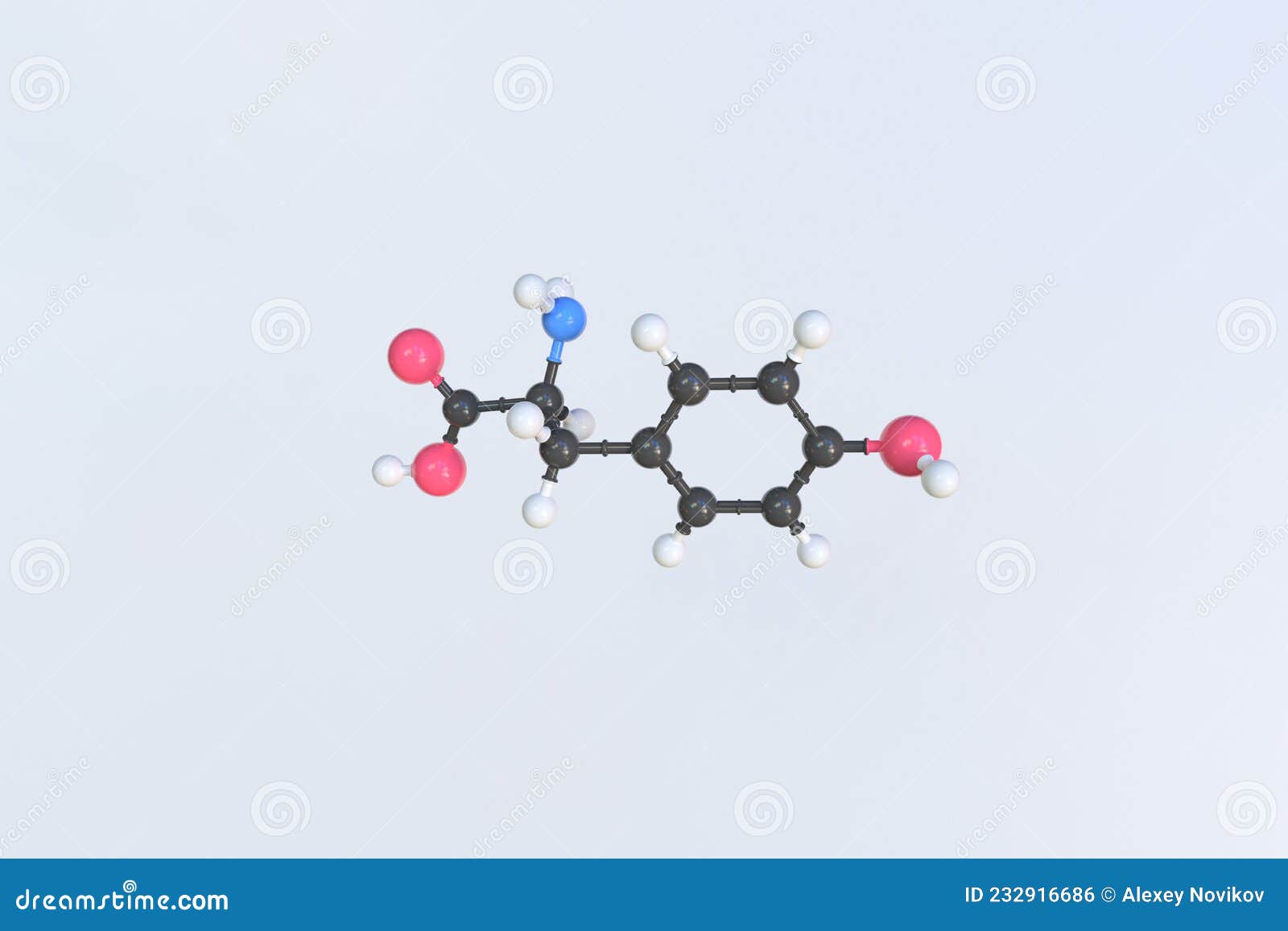 Molecule of Tyrosine, Isolated Molecular Model. 3D Rendering Stock ...
