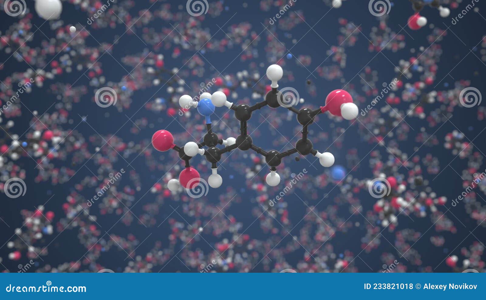 Molecule of Tyrosine, Isolated Molecular Model. Looping 3D Animation or ...