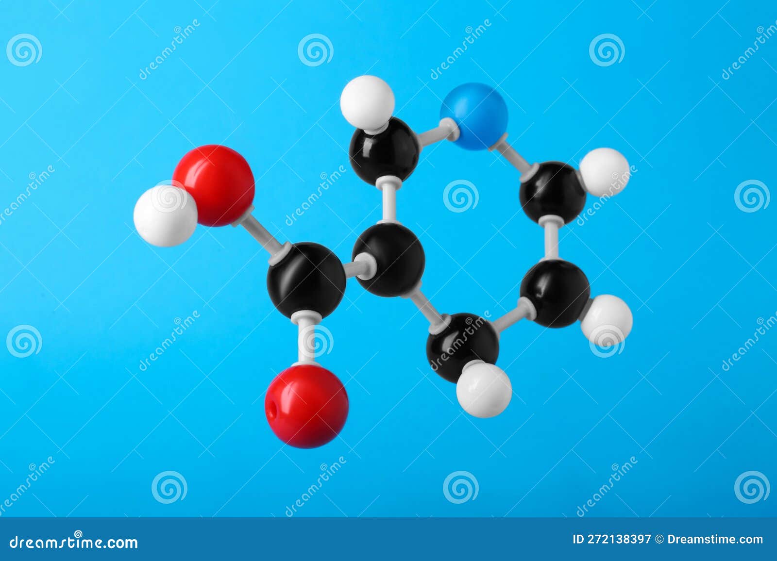 Molecule of Vitamin B3 on Light Blue Background. Chemical Model Stock ...