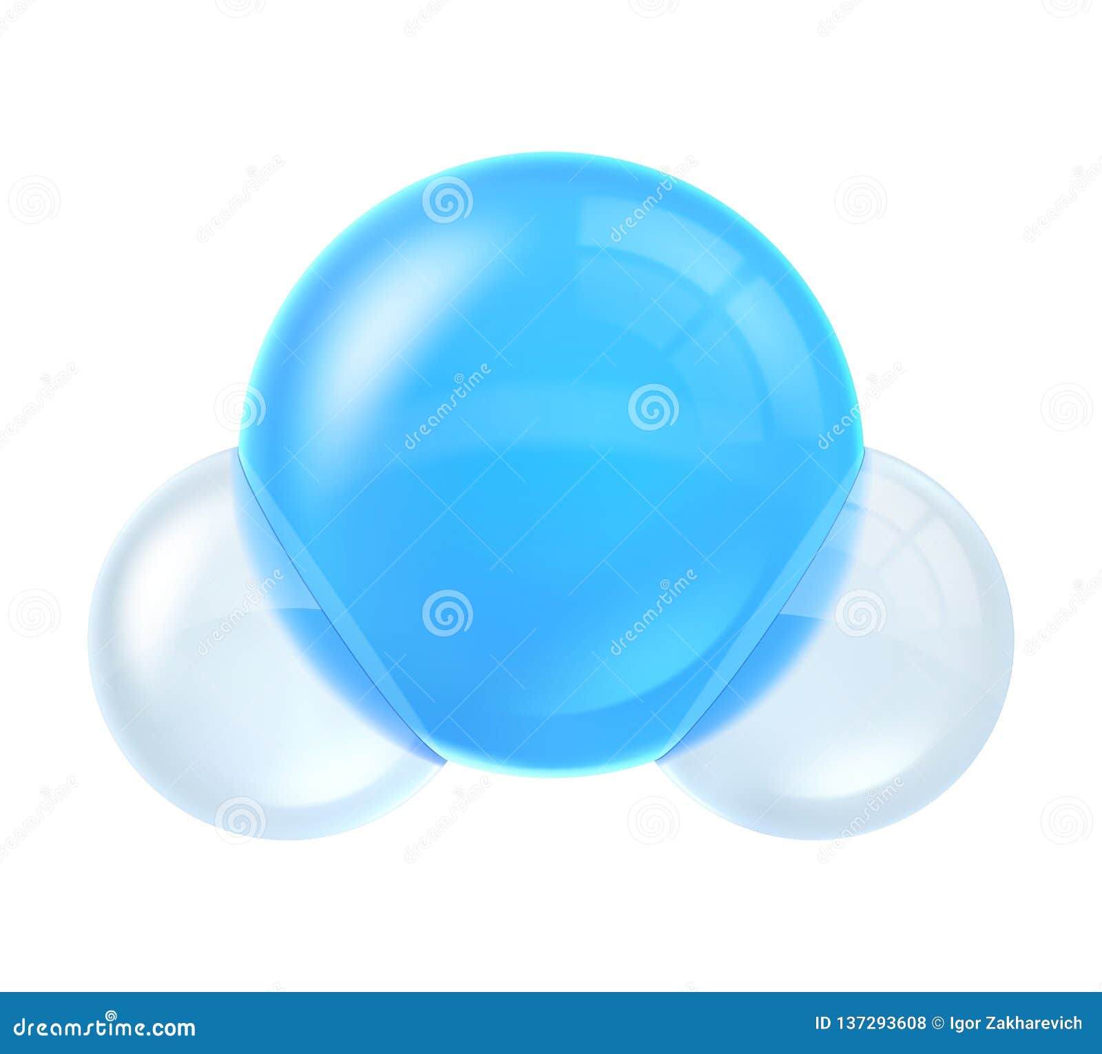 Molecule of Water Isolated on White Background Stock Illustration ...