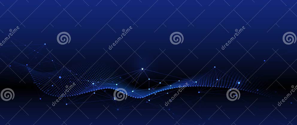 Vector Illustration Abstract Technology with Molecule, Flowing Dot ...