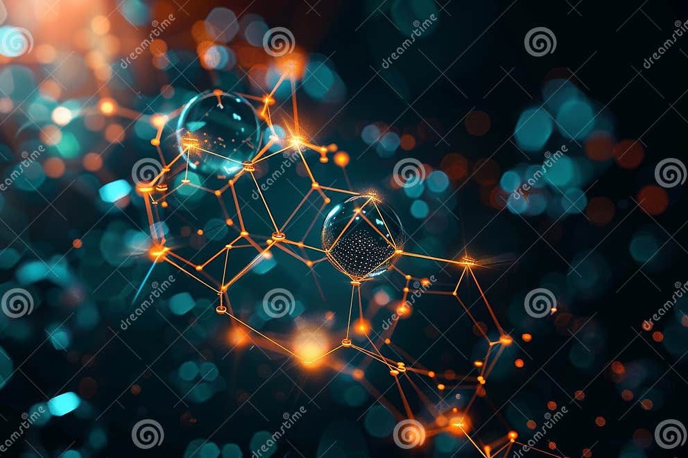 Molecules in Abstract Form. Science and Technology Background. 3D ...