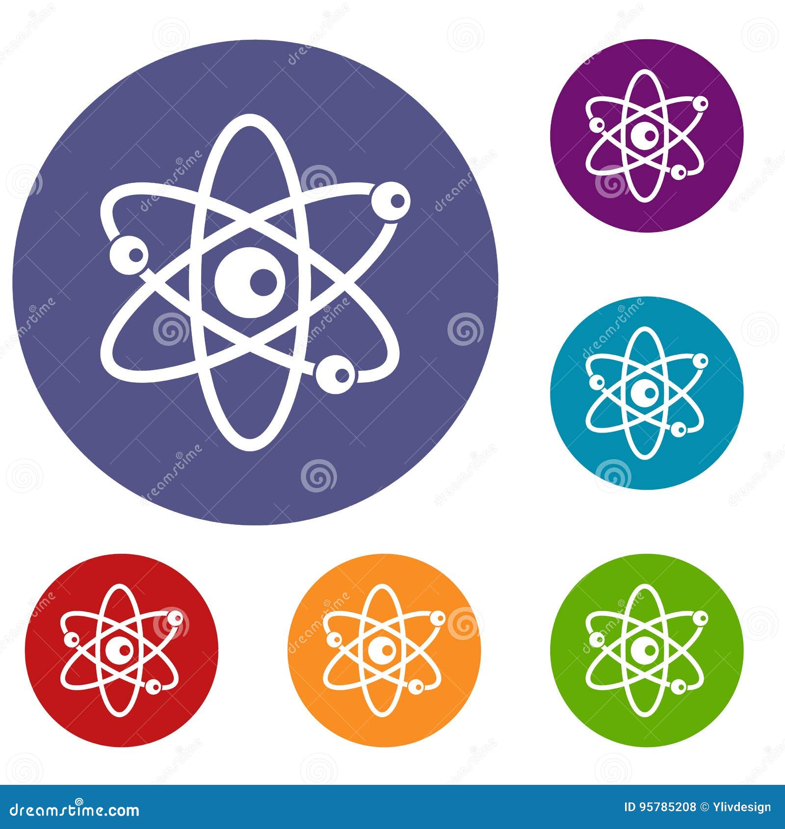 Molecules of Atom Icons Set Stock Vector - Illustration of object, flat ...