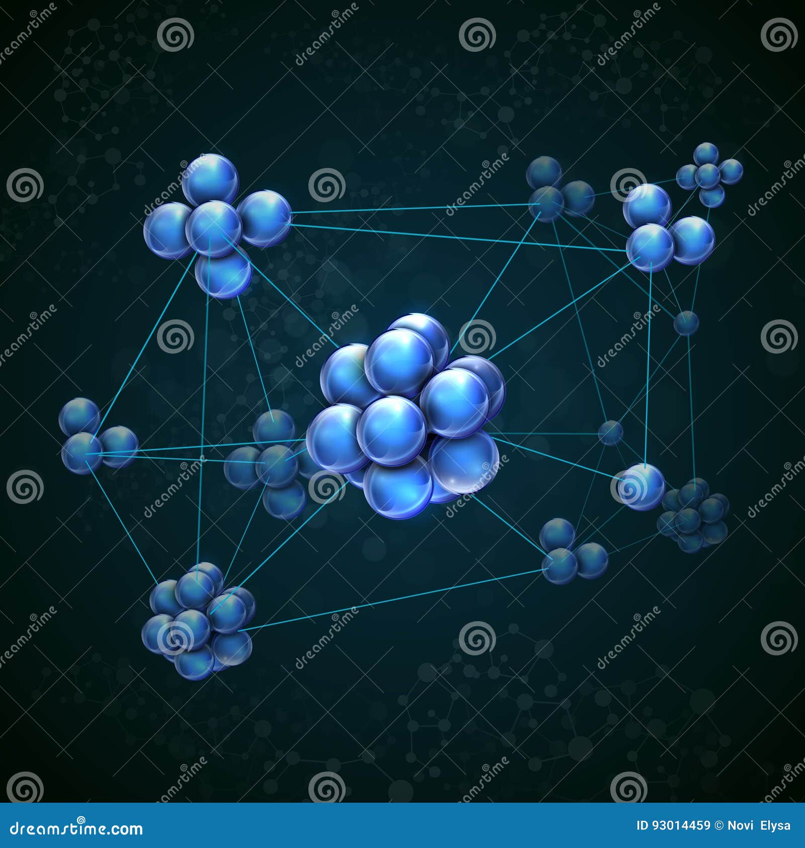 Molecules Background on Black Stock Vector - Illustration of chain ...