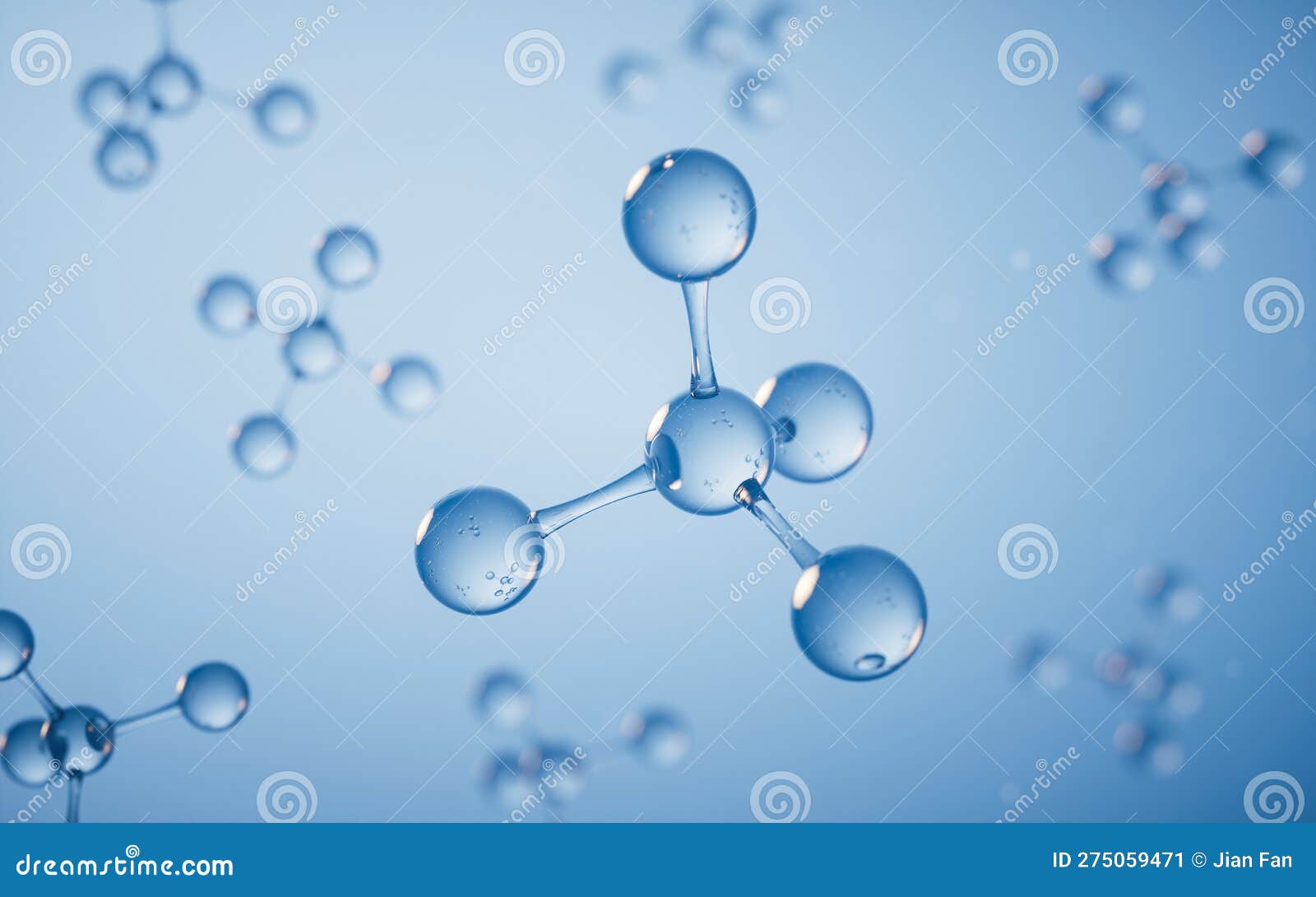 Molecules with Blue Background, 3d Rendering Stock Illustration ...