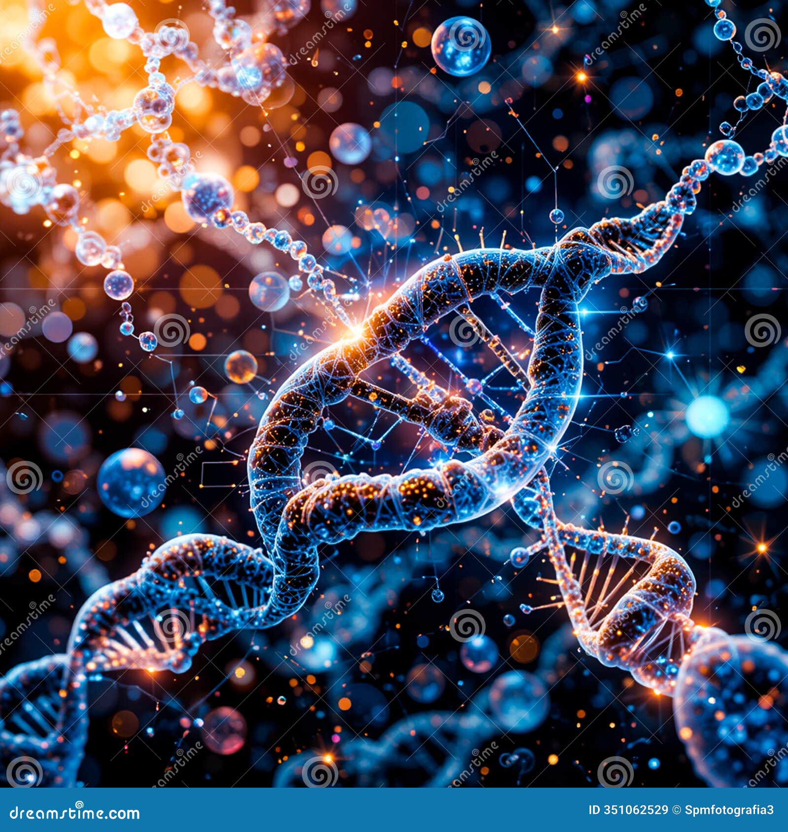 Molecules, Cells, DNA, Connected with Intelligence Stock Illustration ...