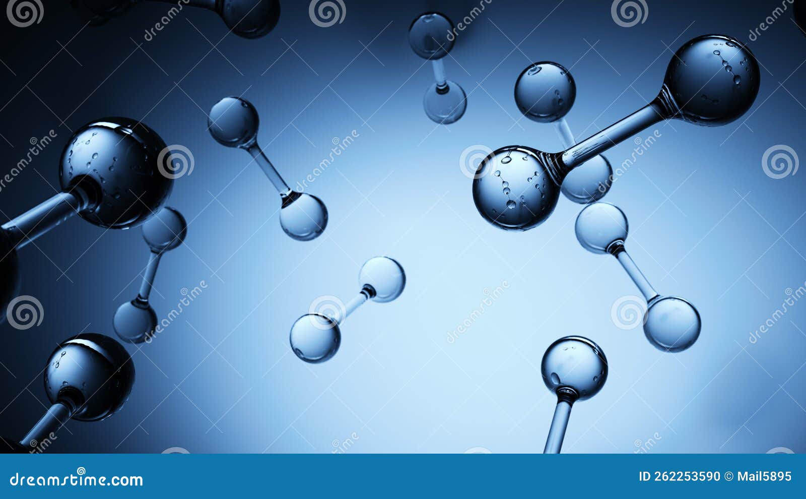 Molecules Float in Blue Blank Space Stock Illustration - Illustration ...
