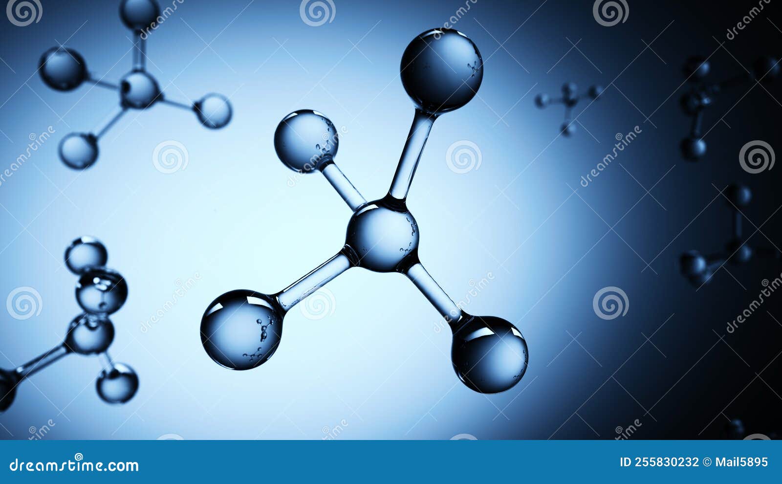 Molecules Float Separately in Blue Background Stock Illustration ...