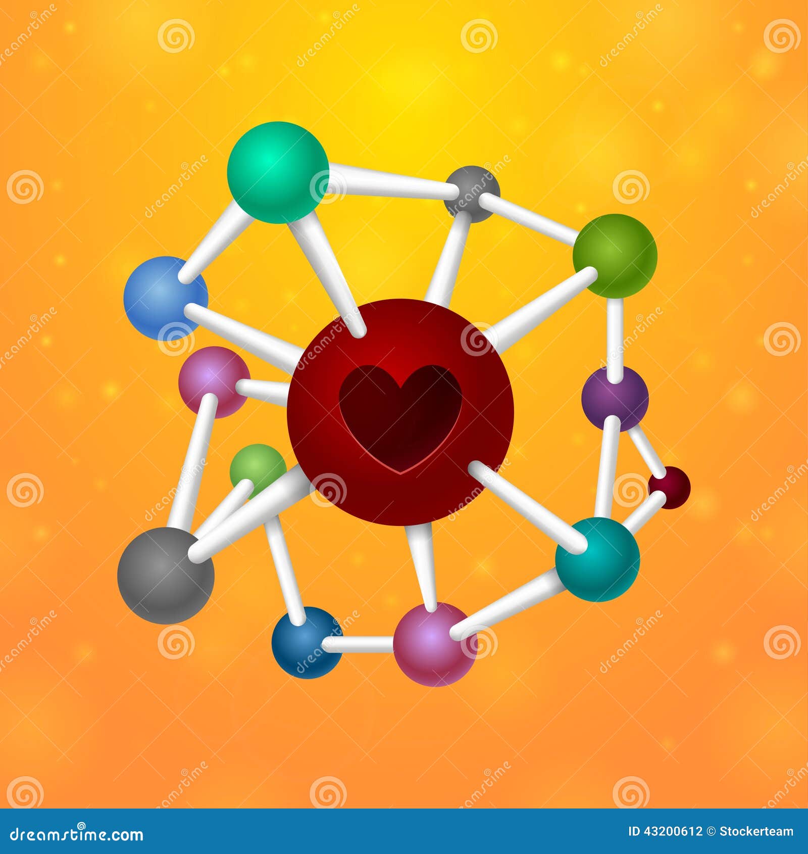 Molecules heart stock vector. Illustration of life, blue - 43200612