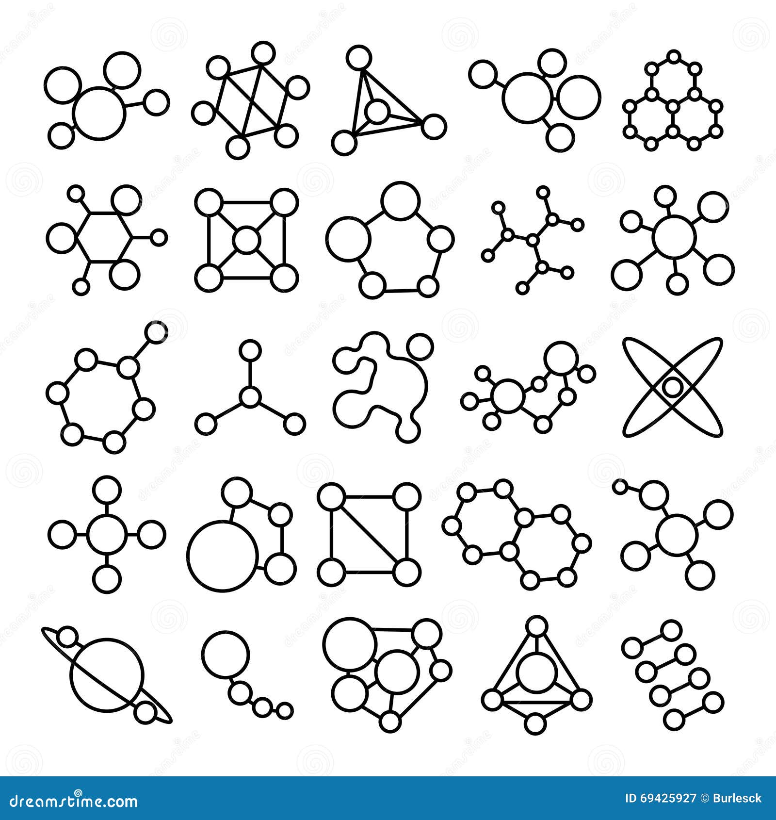 Molecules Icons Vector Molecules Symbols On White Stock Vector