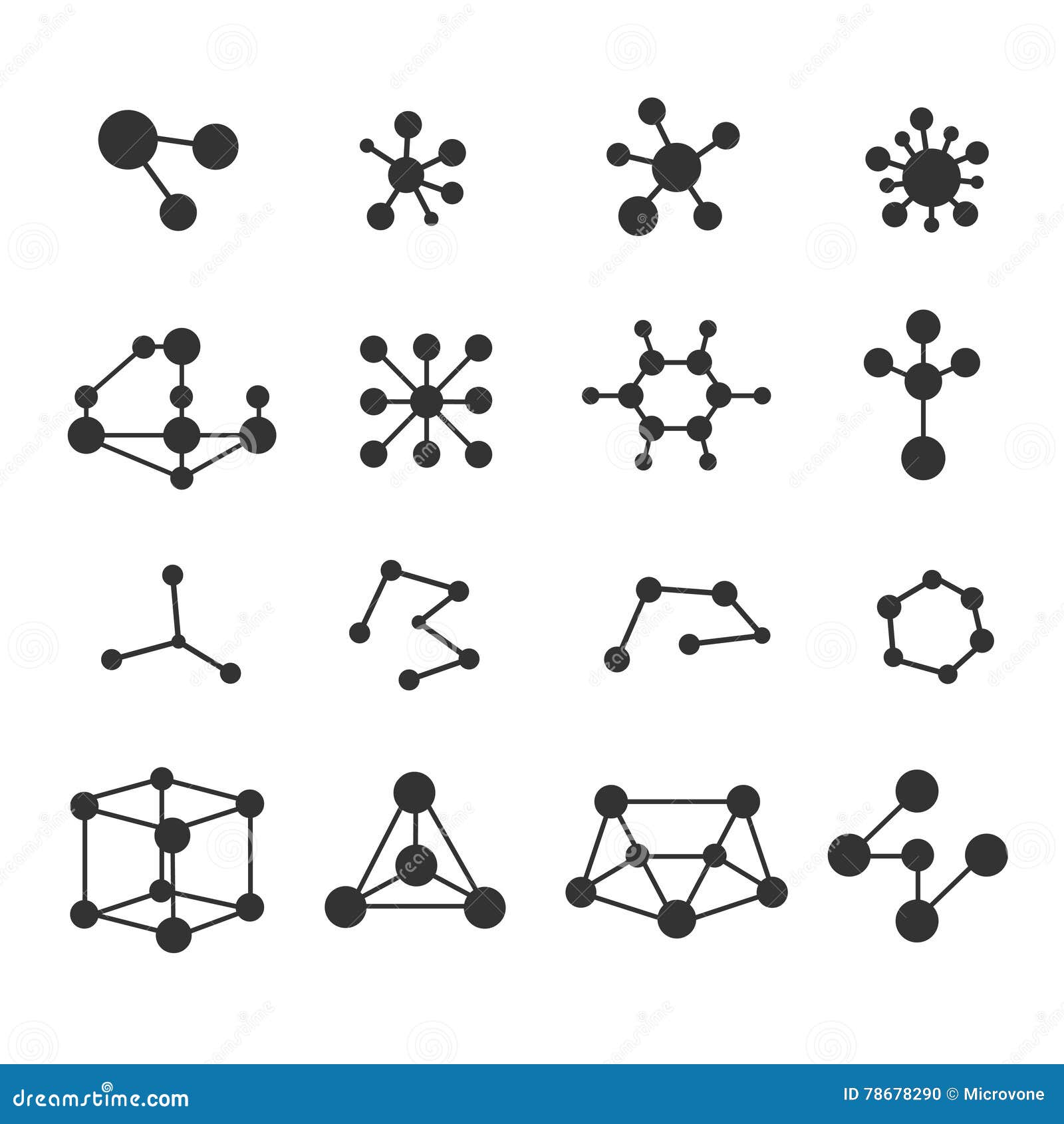 Molecules icons vector set stock vector. Illustration of atomic - 78678290