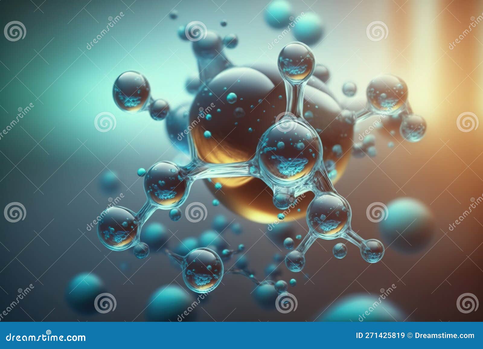 Molecules, Neurons Abstract Background. Liquid Molecules Under a ...