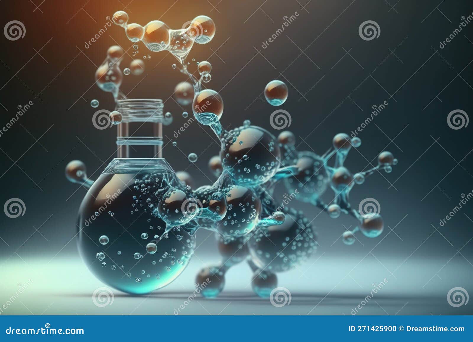 Molecules, Neurons Abstract Background. Liquid Molecules Under a ...