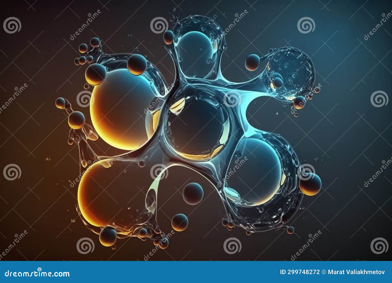 Molecules, Neurons Abstract Background. Liquid Molecules Under a ...