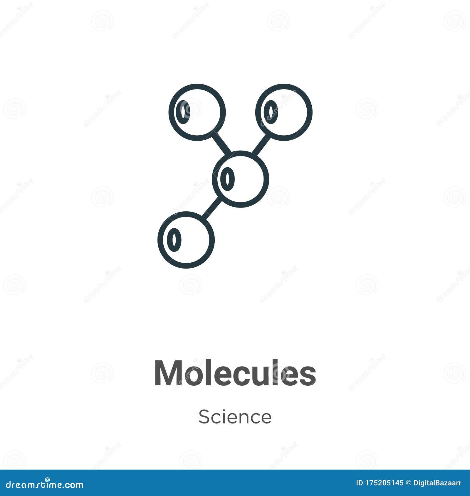 Molecules Outline Vector Icon. Thin Line Black Molecules Icon, Flat ...