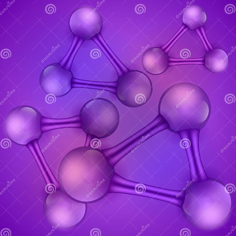 Molecules Pattern 3d Background Purple Color Art Stock Vector ...