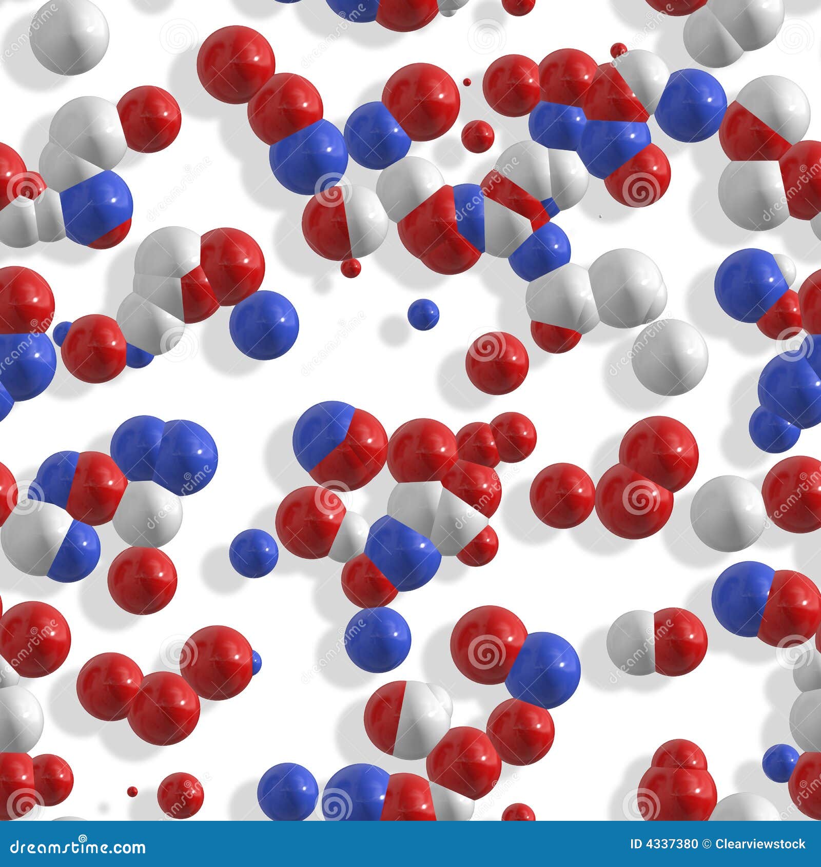 Molecules Red Blue and White Stock Illustration - Illustration of white ...
