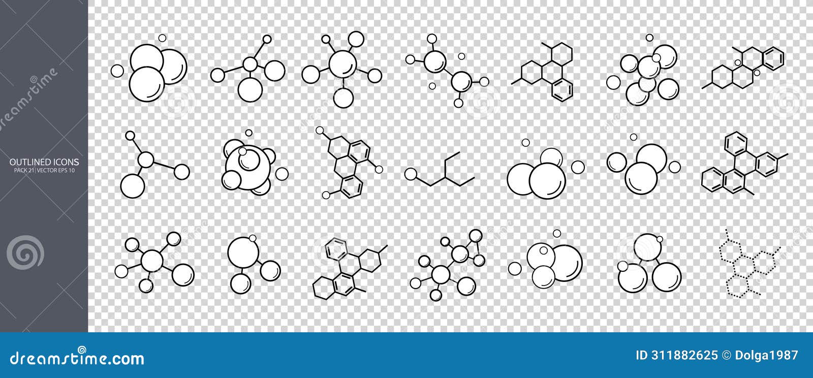 Molecules and Structural Compounds on a Transparent Background. Stock ...