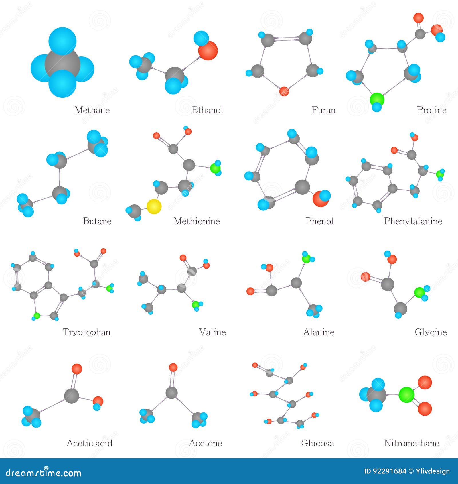 Molecules Substances Icons Set, Flat Style Stock Vector - Illustration ...