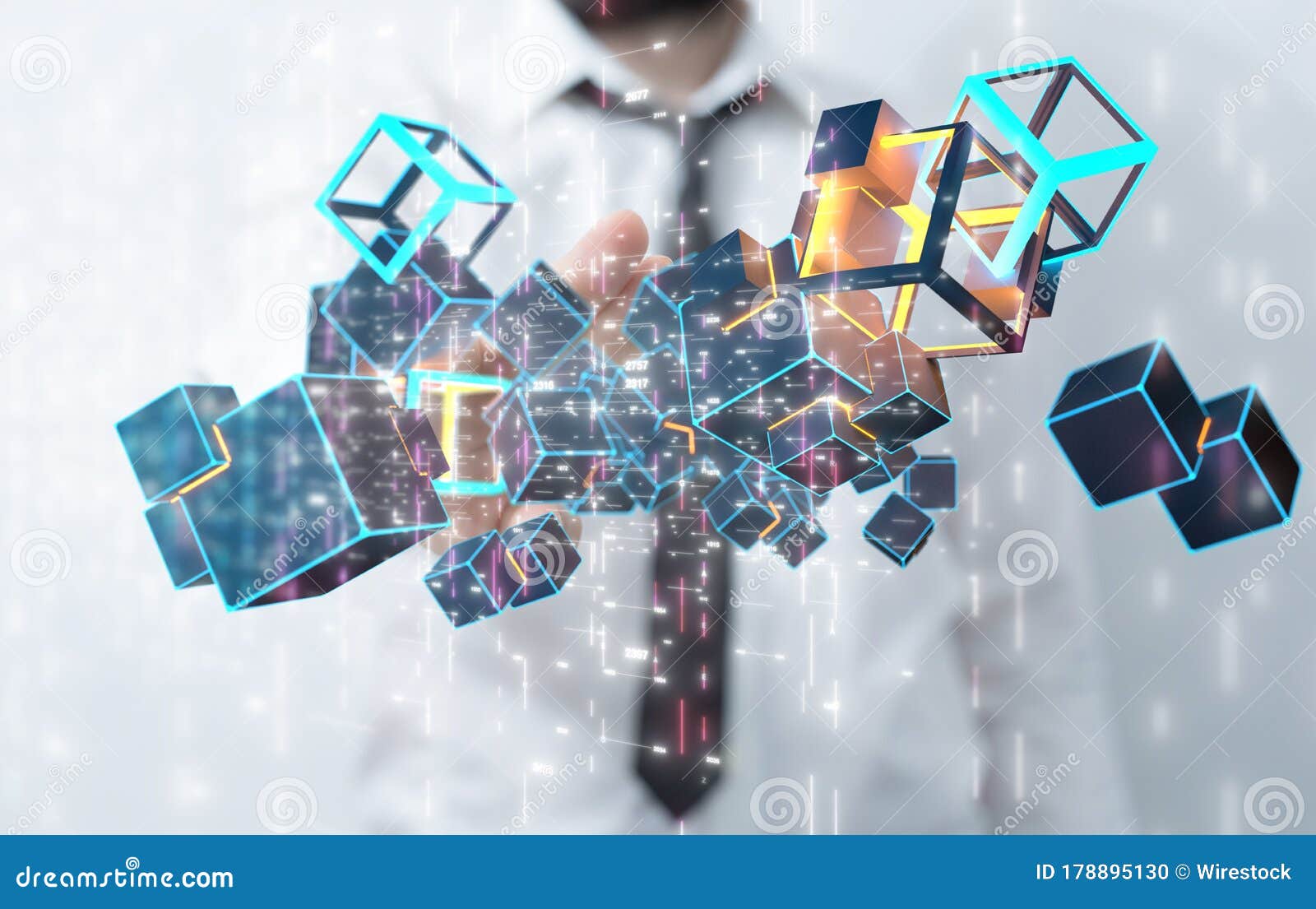 A Molecules Technology with Polygonal Shapes on Dark Blue Background ...