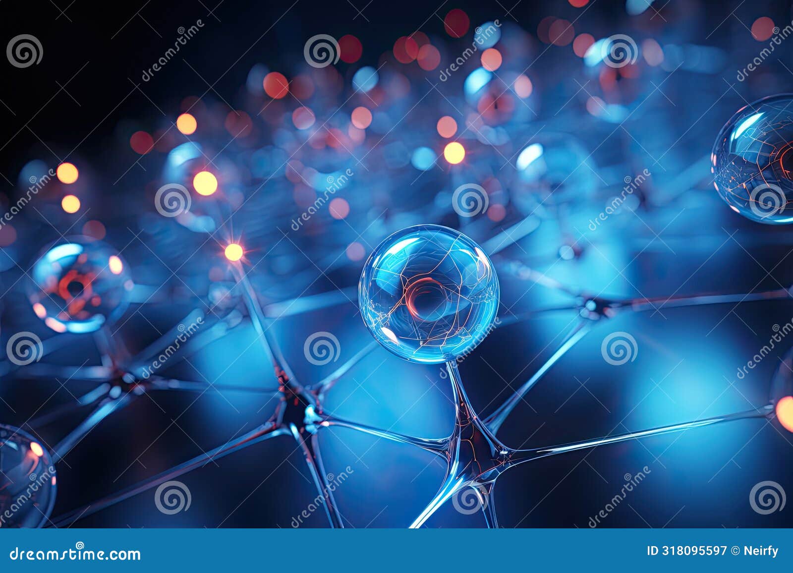 Molecules with Transparent Shields Around Main Atom. Science Concept ...