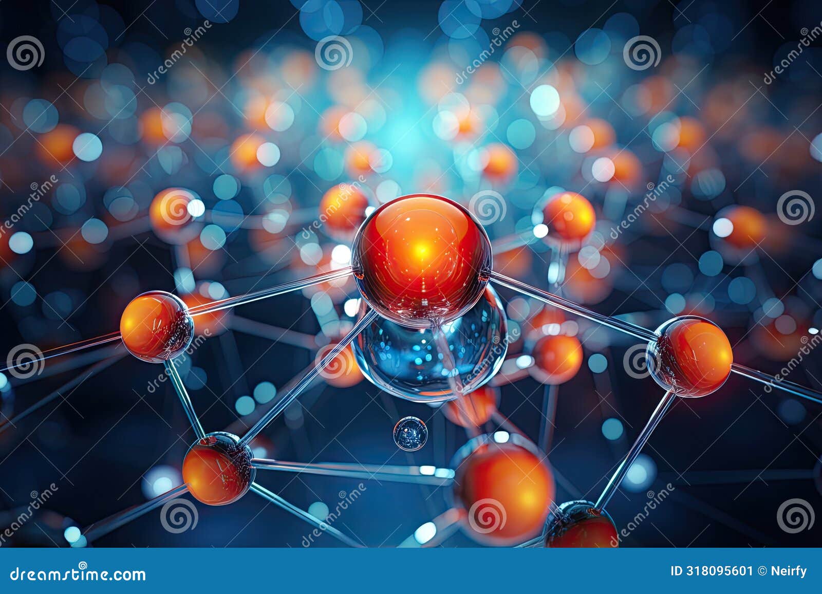 Molecules with Transparent Shields Around Main Atom. Science Concept ...