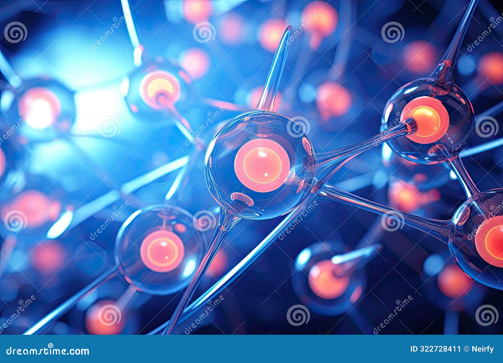 Molecules with Transparent Shields Around Main Atom. Science Concept ...