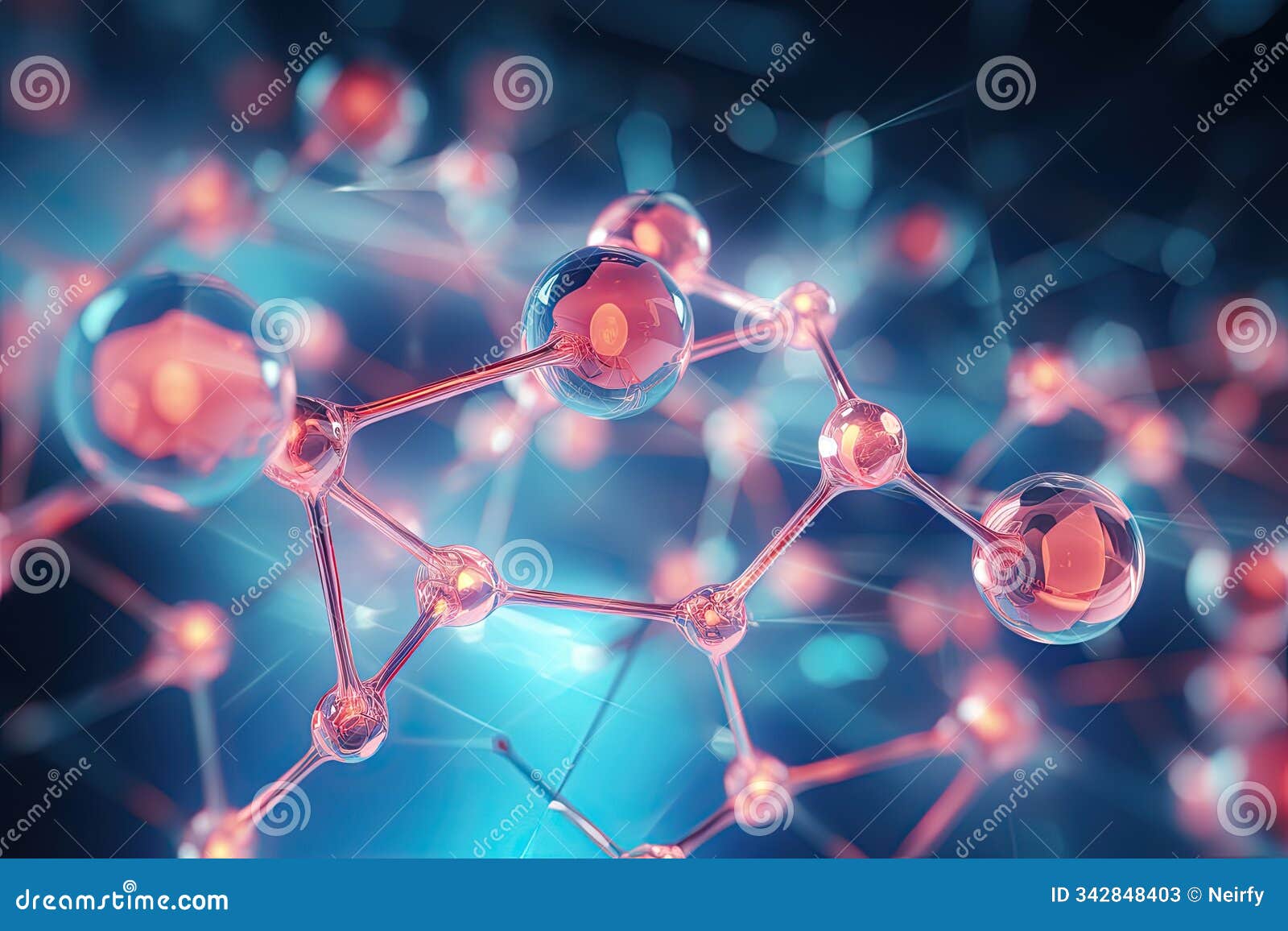 Molecules with Transparent Shields Around Main Atom. Science Concept ...